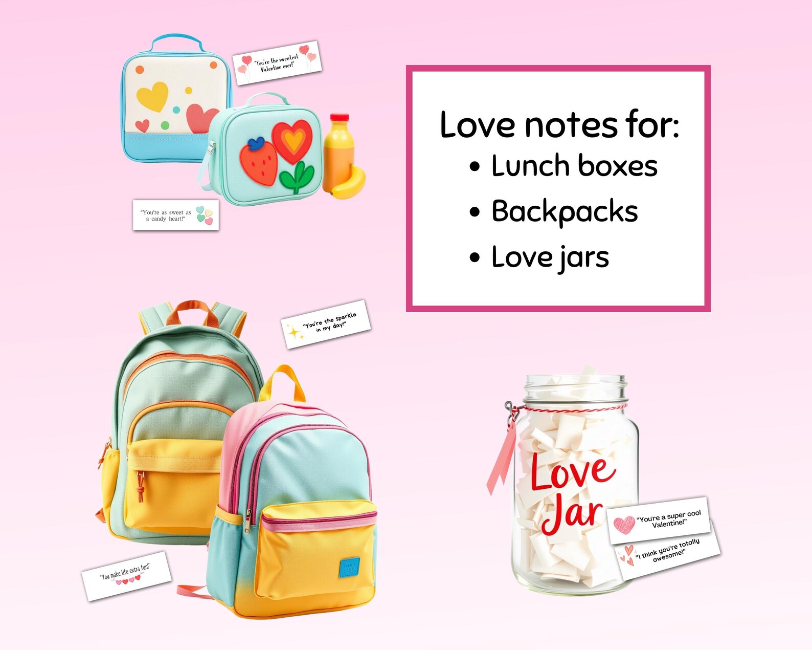 Valentine’s Day Love Notes for Kids, February Lunch Box Notes, Kids ...