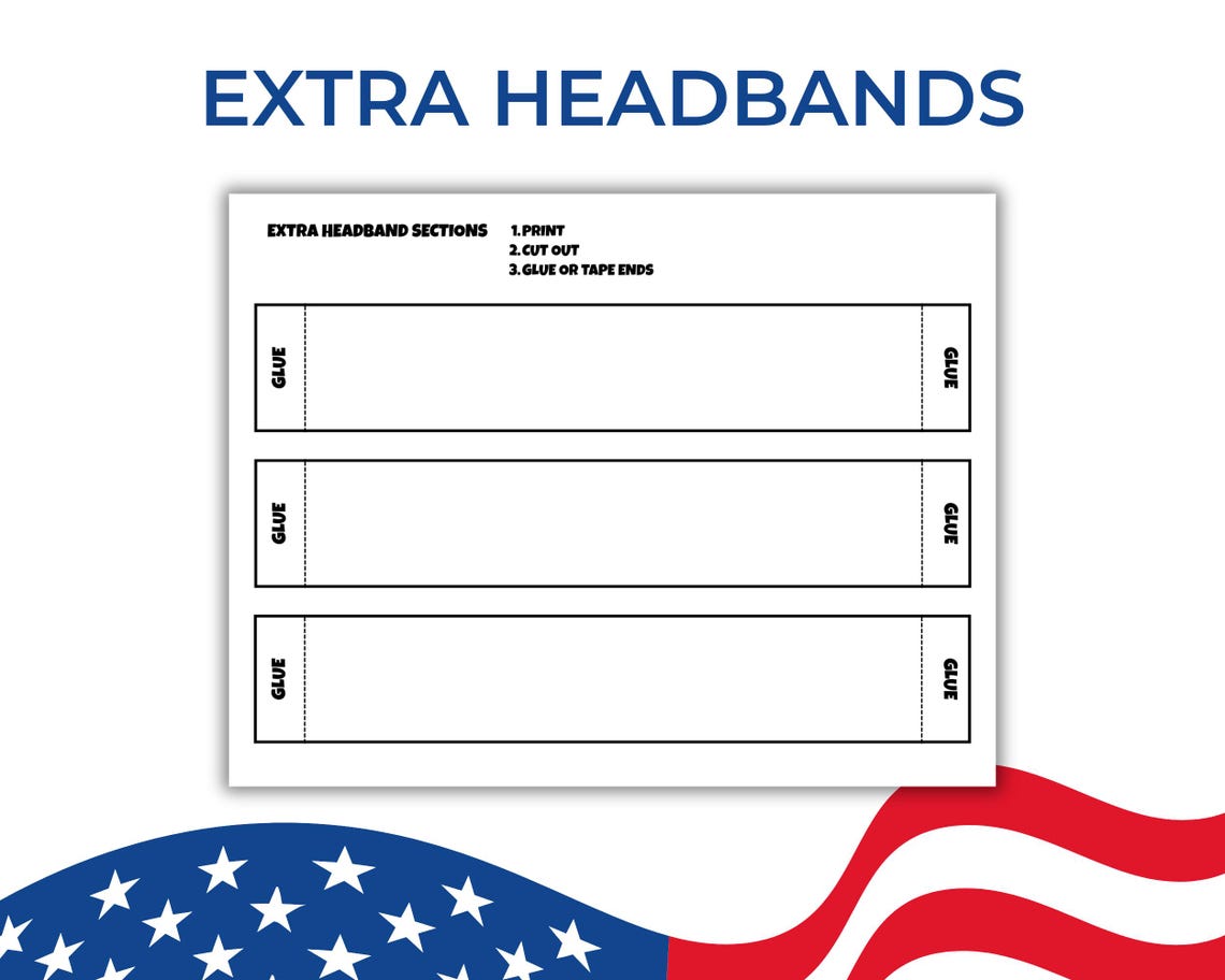 4th of July Paper Hat Coloring Craft, July 4th Paper Crown Template ...