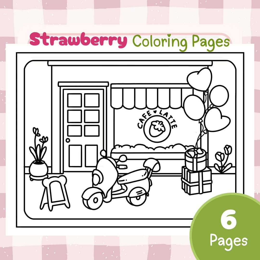 Strawberry Themed Coloring Pages (digital Download) - Illustrated by ...