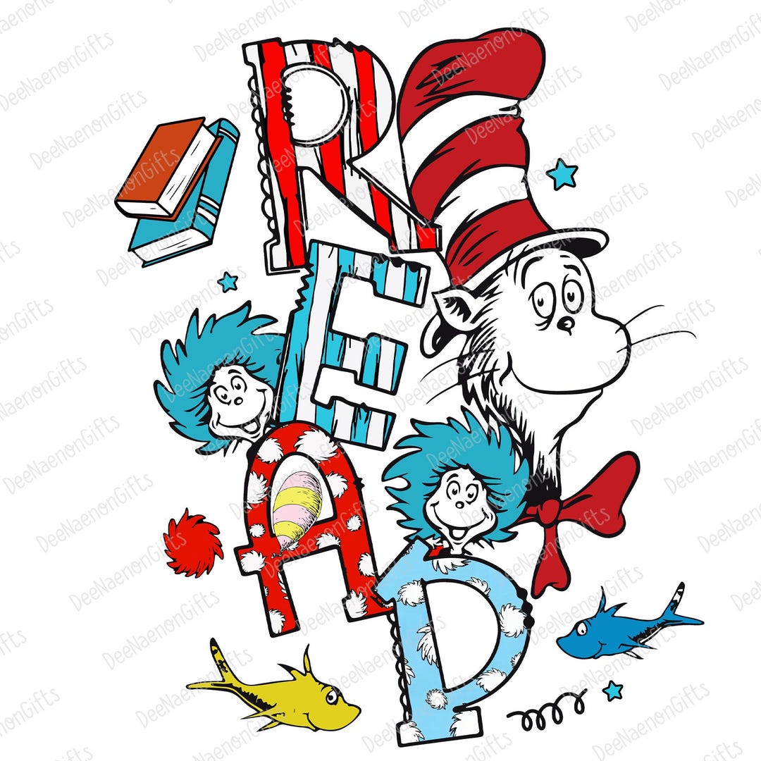 READ SVG, Dr. Seuss Inspired Digital File, Whimsical Alphabet Vector ...