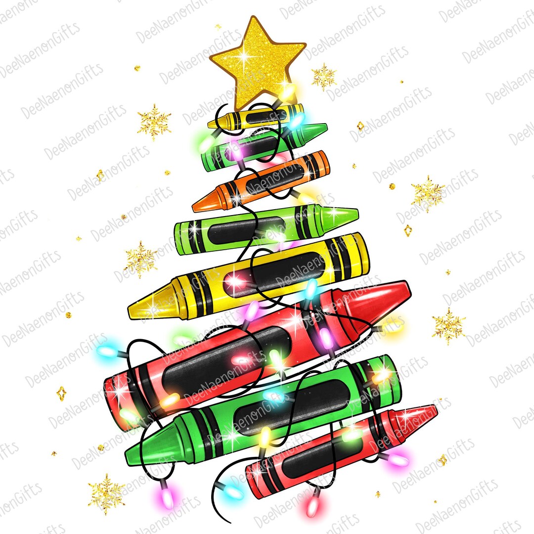 Christmas Crayon Tree Png, Teacher Gifts, Teacher Christmas Png, School ...