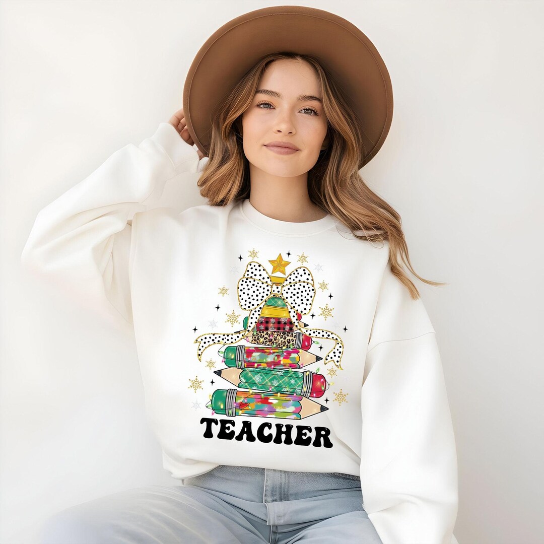 Teacher Christmas Tree Png, Christmas Pencil Tree Teacher Png ...