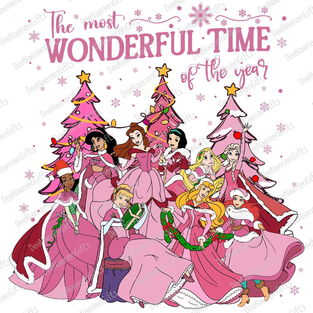 The Most Wonderful Time Pink Princess Svg, Girls Matching Christmas Svg ...