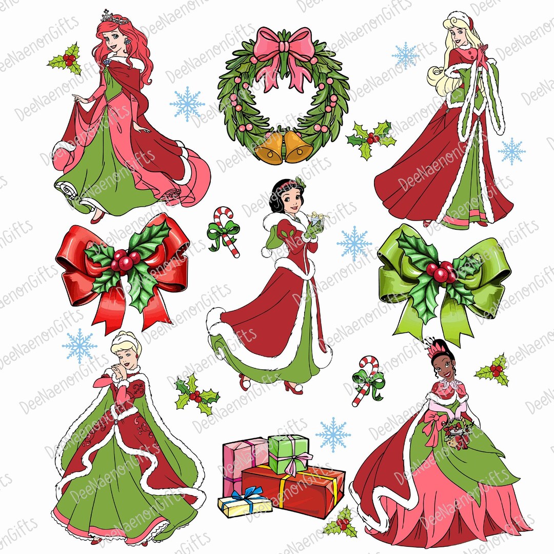 Christmas Princess Png, Retro Princess Characters Christmas Png ...