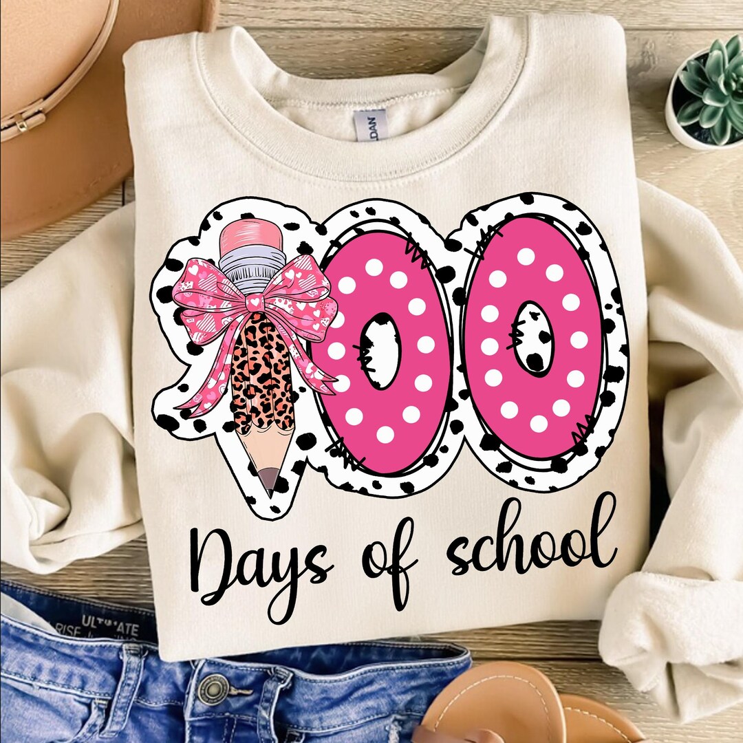 100 Days of School Pink Png, Coquette Png, Coquette Teacher Png, 100 ...