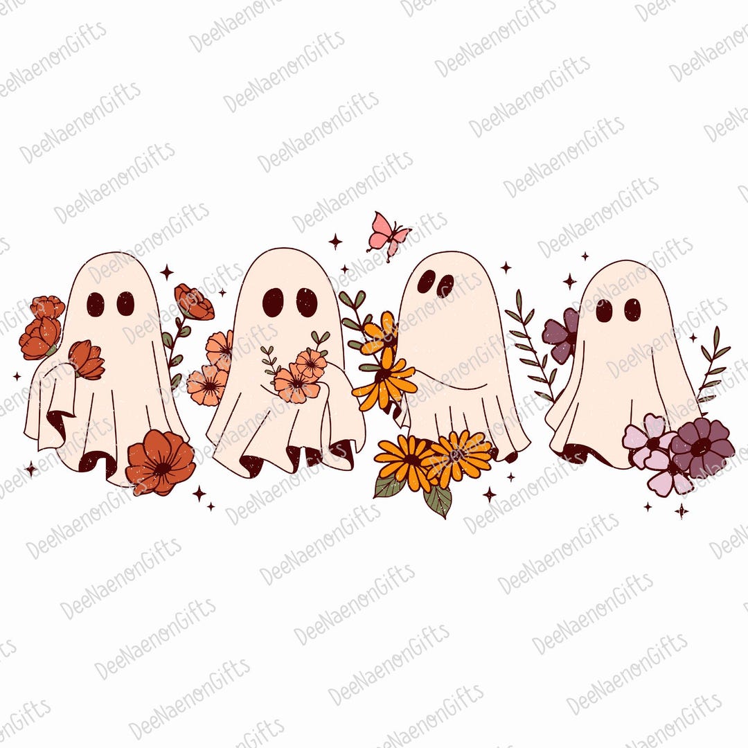 Ghost Flower Svg, Cute Flower Ghost Svg, Girly Halloween Svg, Spooky ...