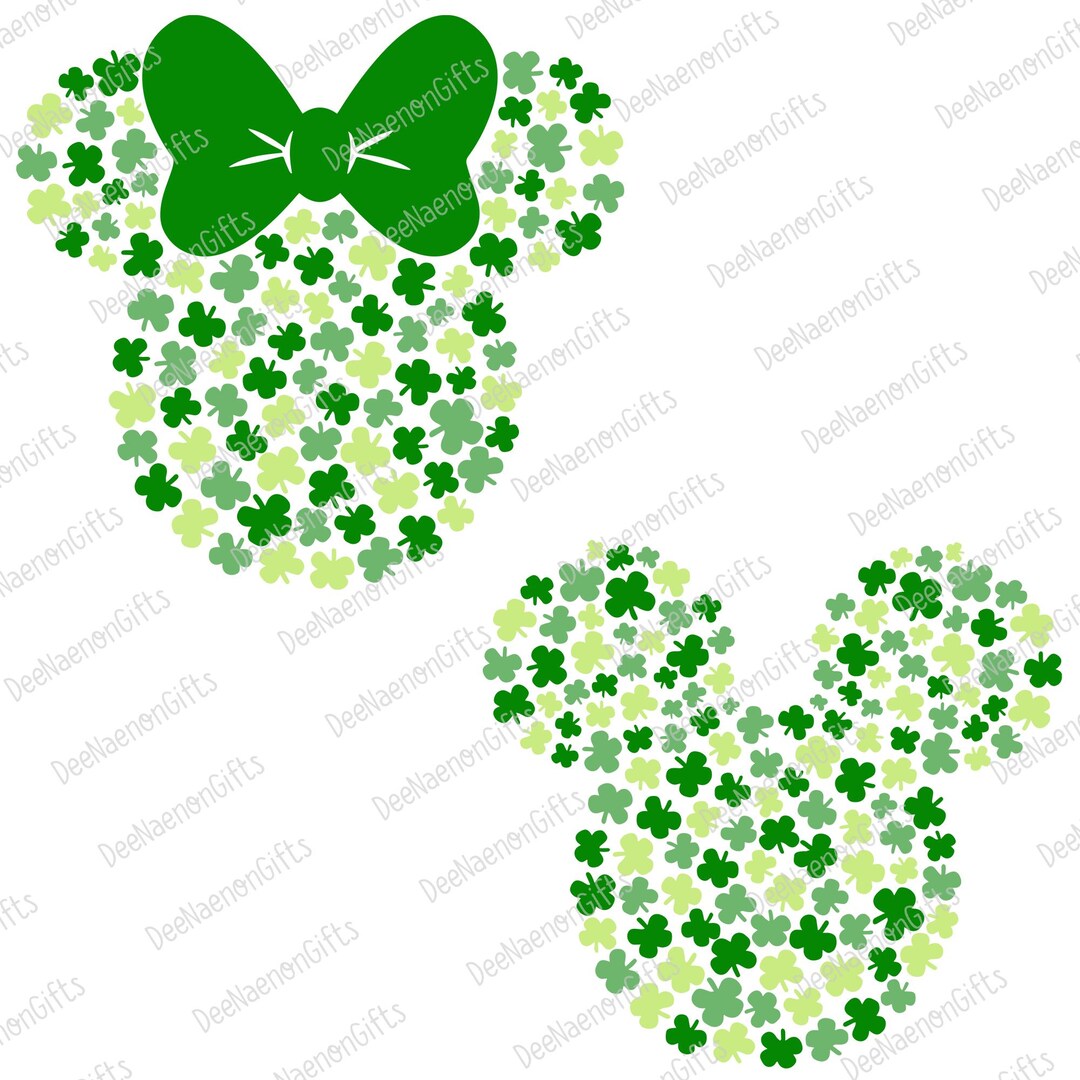 Lucky Clover Mouse Head Svg, Lucky Clover Mouse Ears Svg, Couples Svg ...