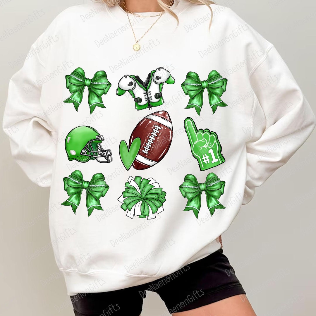 Green Cheer Coquette Design Png, Football Mom Png, Football Cheer Png ...