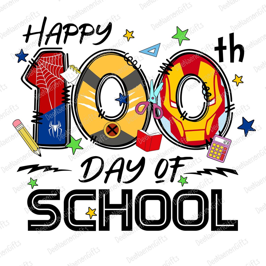 100th Day of School Superhero Png, Superhero Inspired Design, Boys ...