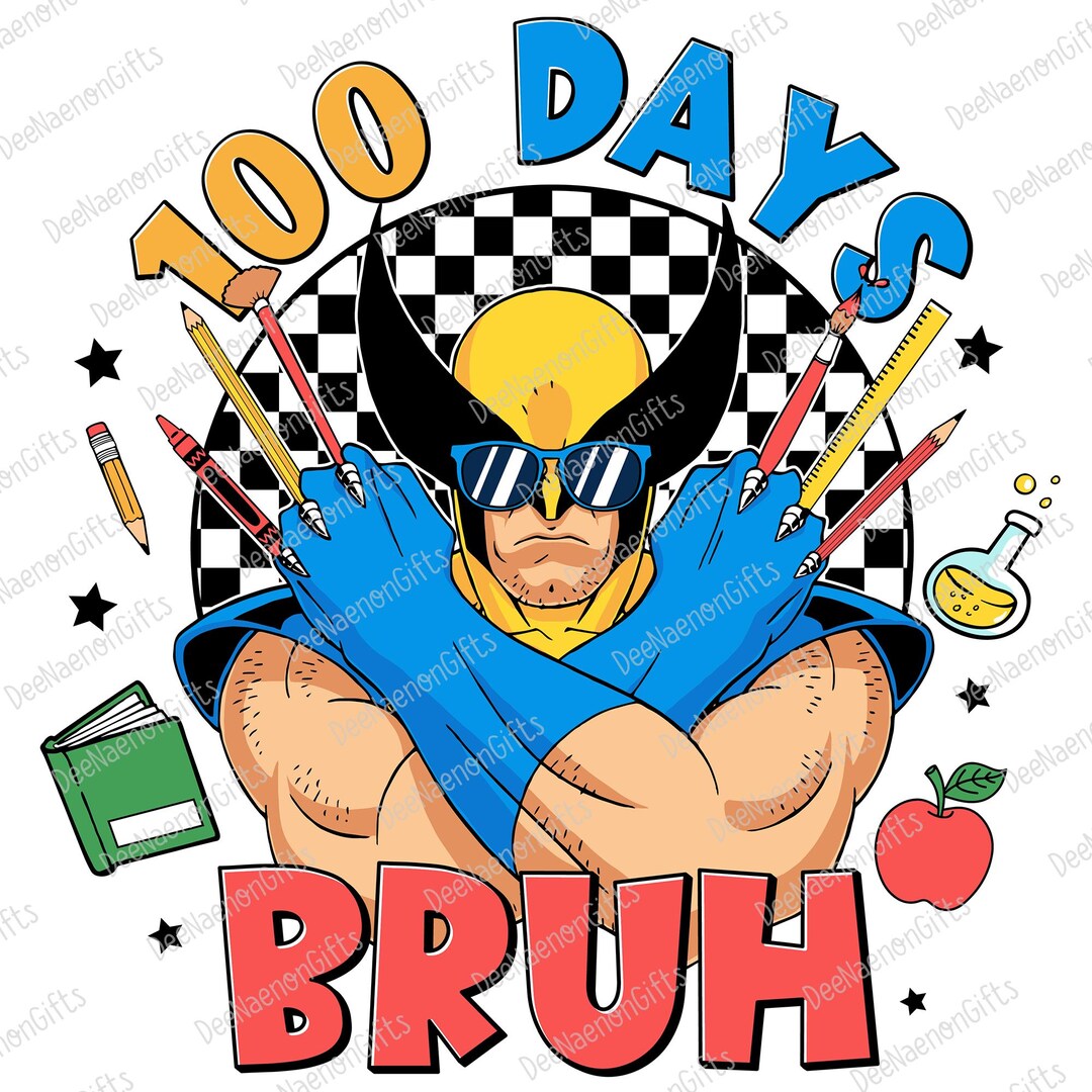 Superhero 100 Days of School Svg, 100 Days of School Cartoon Character ...