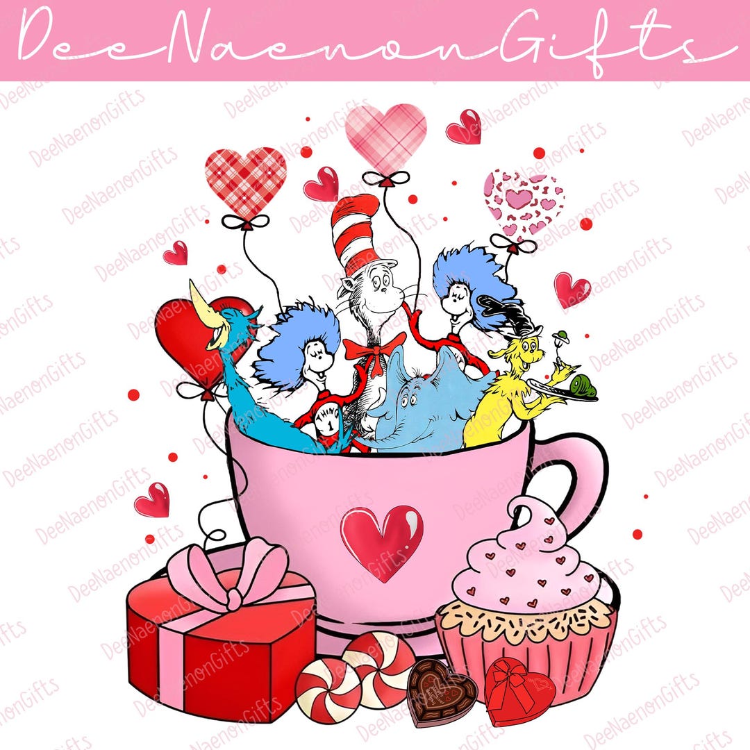 Valentine's Cup Dr. Seuss PNG Dr. Seuss Inspired, Cat in the Hat, Thing ...