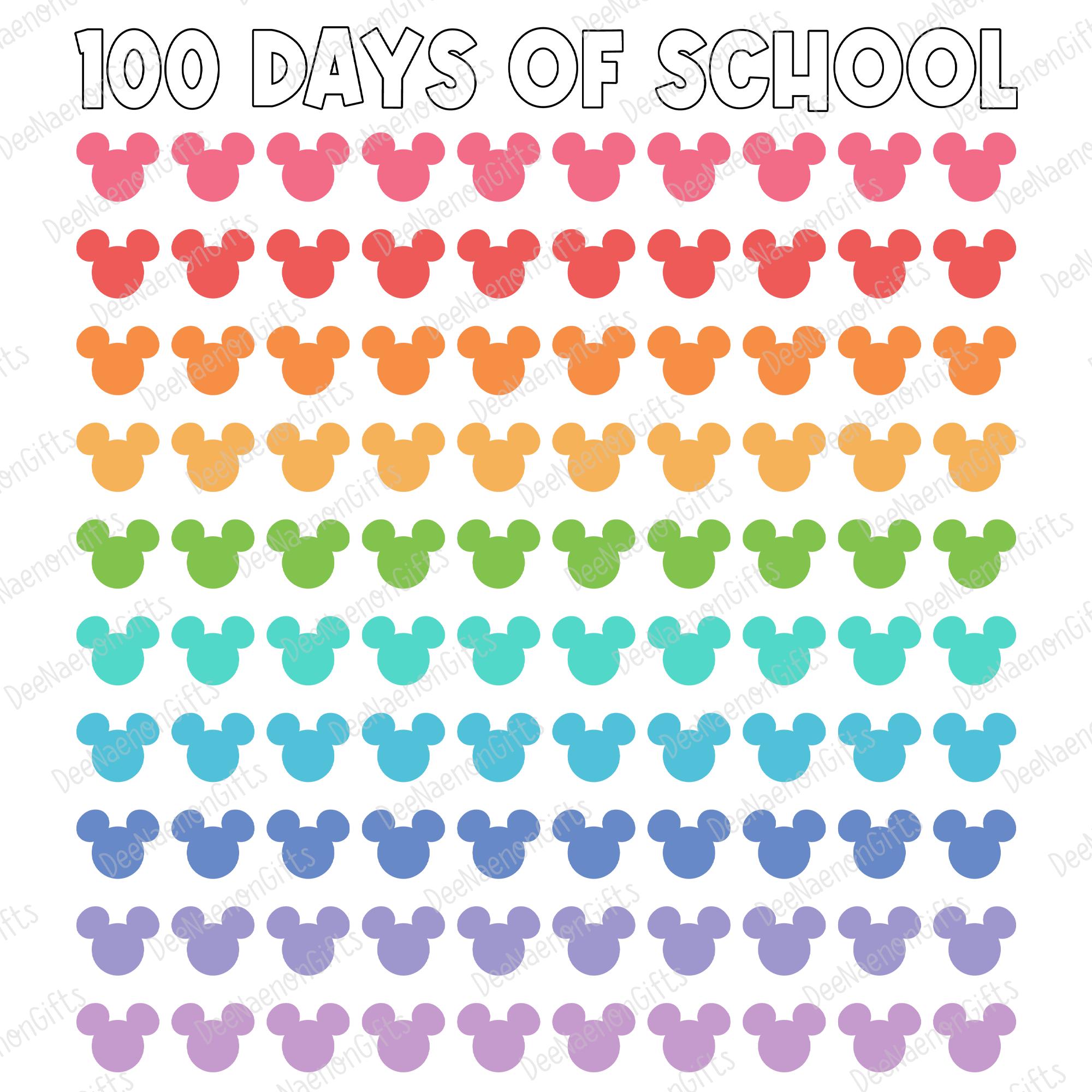 100 Days of School Mouse Head Colorful Svg, Happy 100 Days of School ...