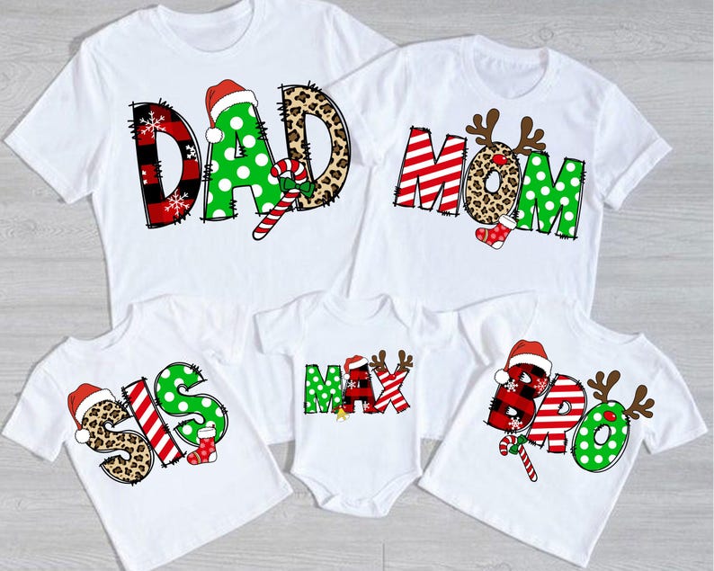 Christmas Doodle Alphabet PNG Bundle: Buffalo Plaid & Leopard Print ...