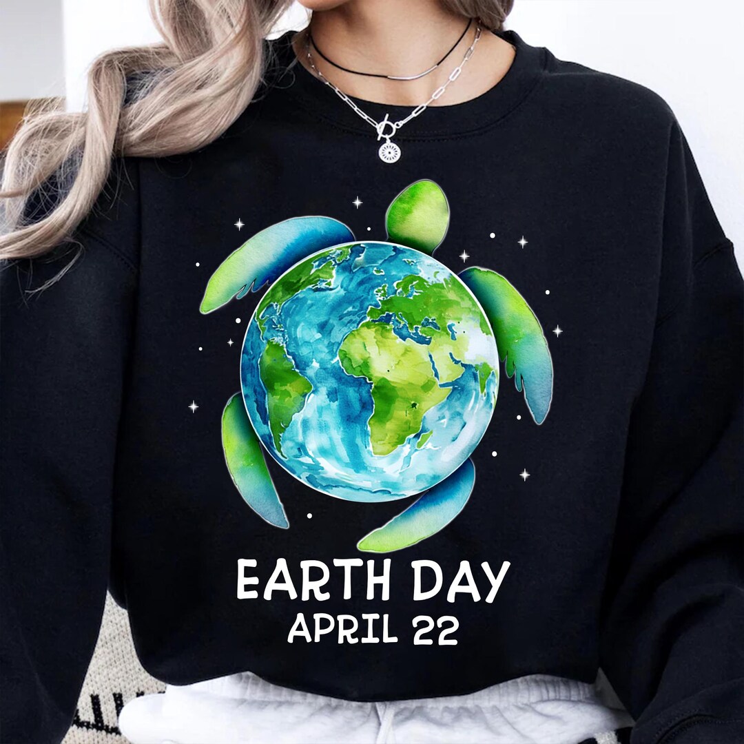 Earth Day PNG, Watercolor Turtle & Planet Earth Design, April 22 Eco ...