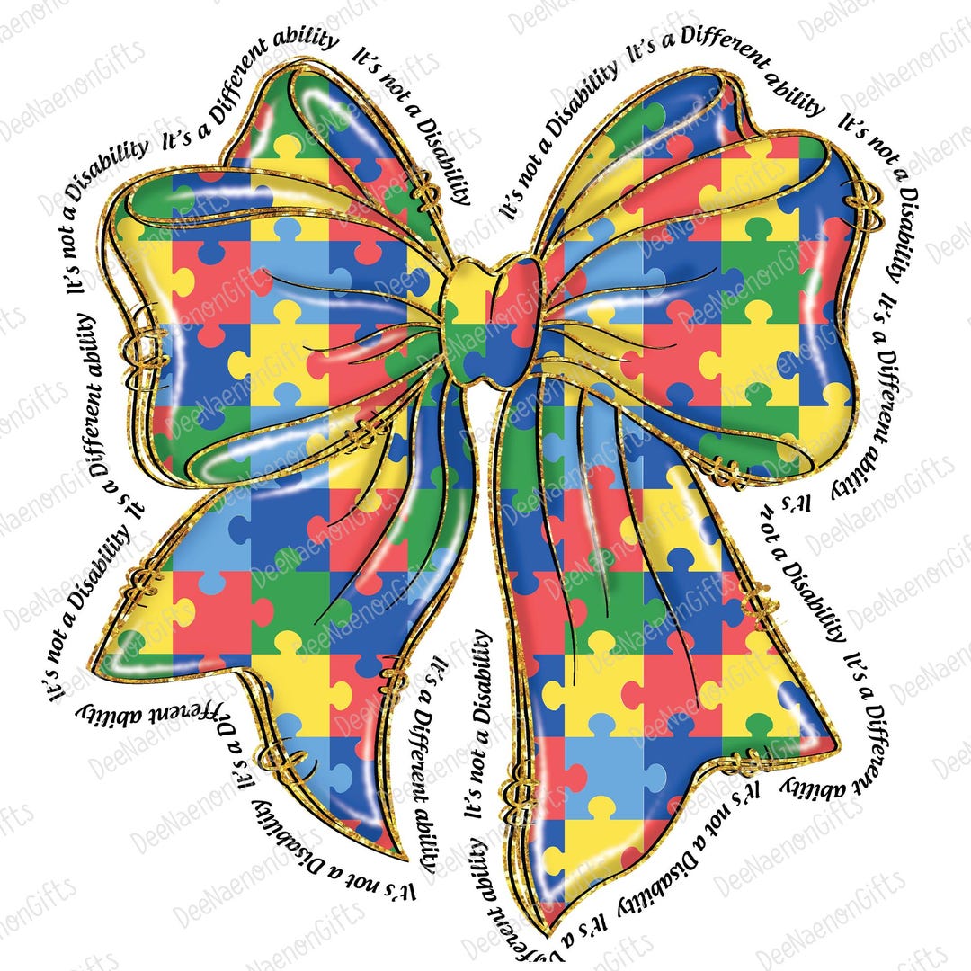 Autism Awareness Bow Png, Puzzle Ribbon Clipart, Colorful Support ...