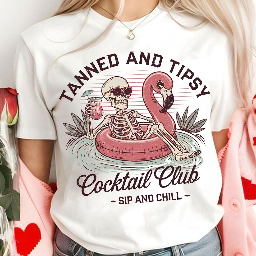 Tanned and Tipsy Png, Skeleton Summer Png, Funny Summer Png, Summer ...