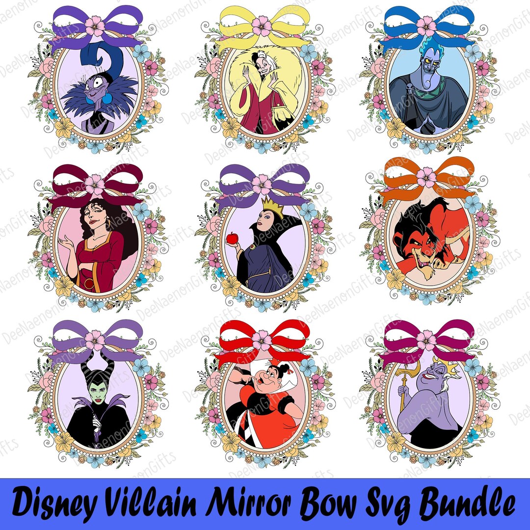 Villain Mirror Bow Svg Bundle, Evil Queen Svg, Magical Mirror Bow Svg ...