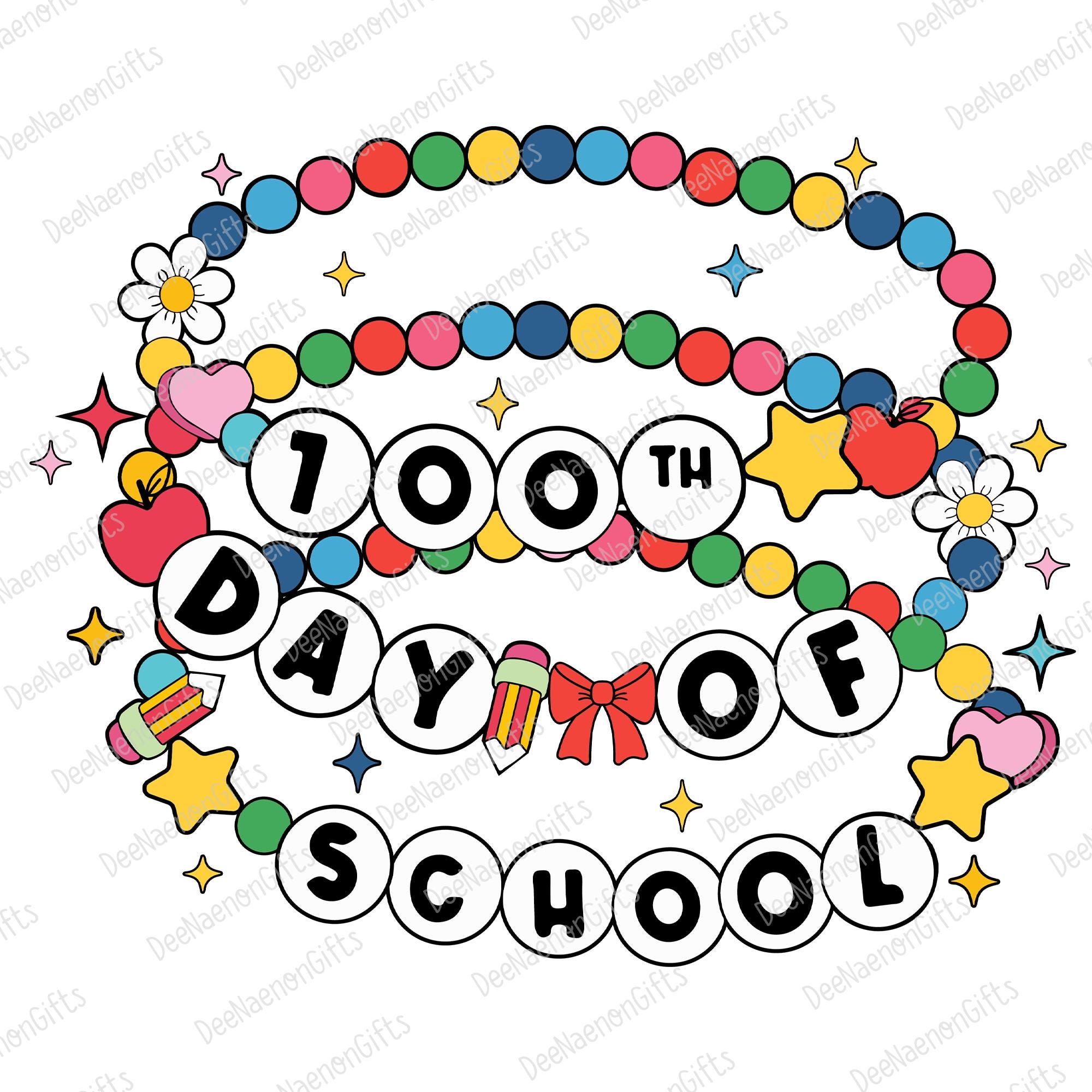 100th Day of School Beaded Bracelet Svg, Cute Teacher Svg, Colorful ...