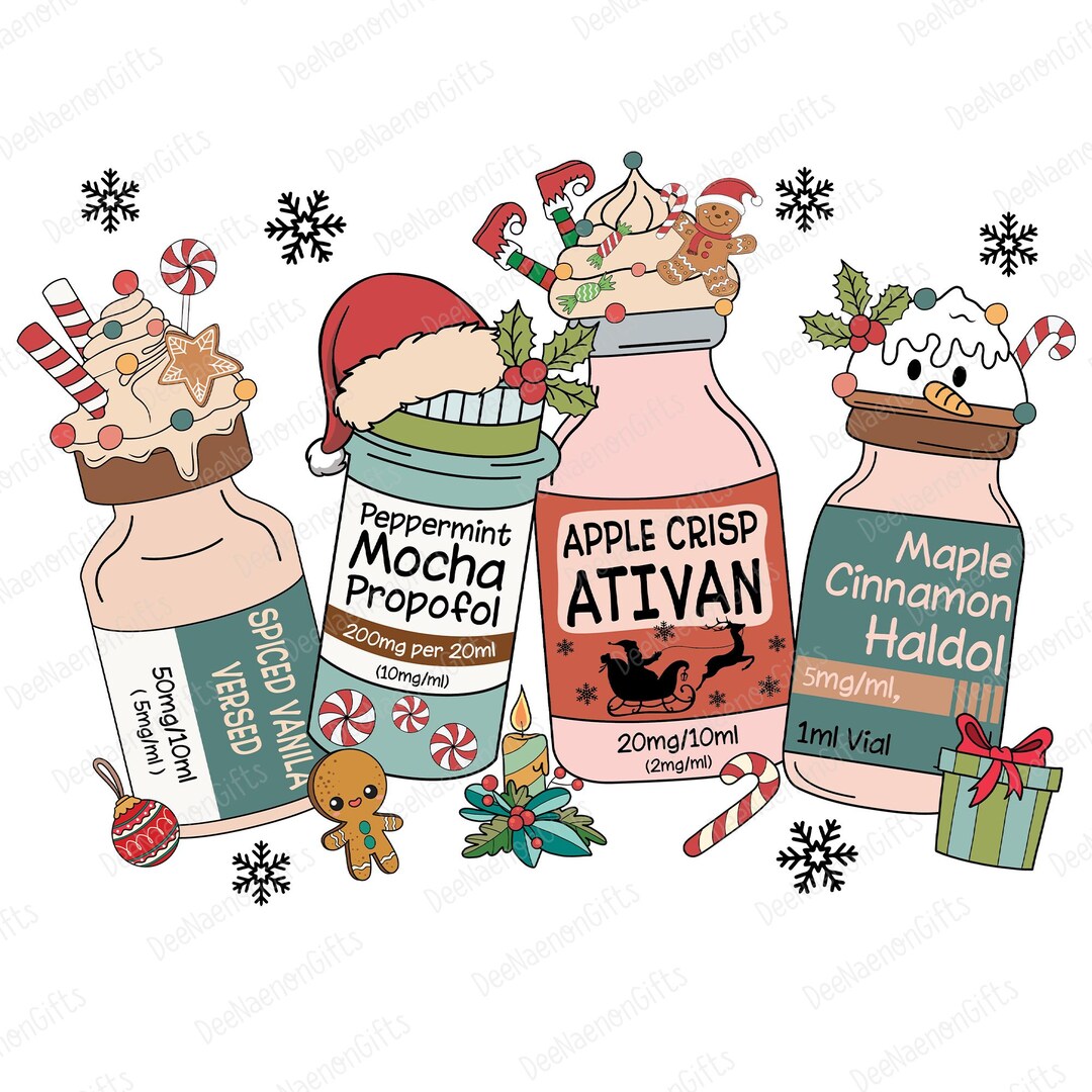 Merry and Medicated Png, Medications Christmas Png, Mental Health Png ...