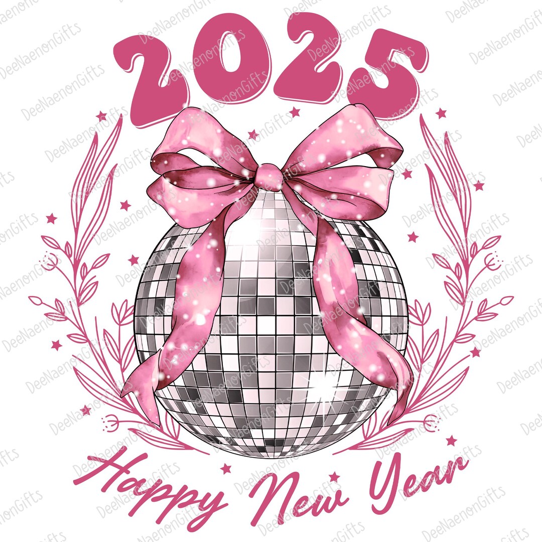 2025 Happy New Year Pink Disco Ball Png, Disco Light Png, New Year 2025 ...
