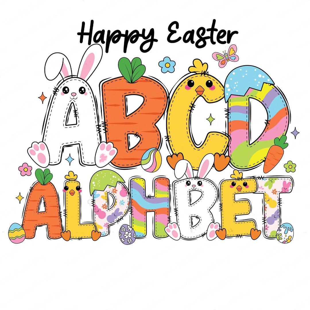 Happy Easter Alphabet Png, Cute Bunny Png, Spring Clipart Png, Kids ...