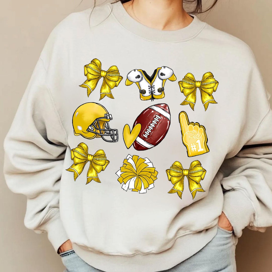 Yellow Cheer Coquette Design Png, Football Mom Png, Football Cheer Png ...