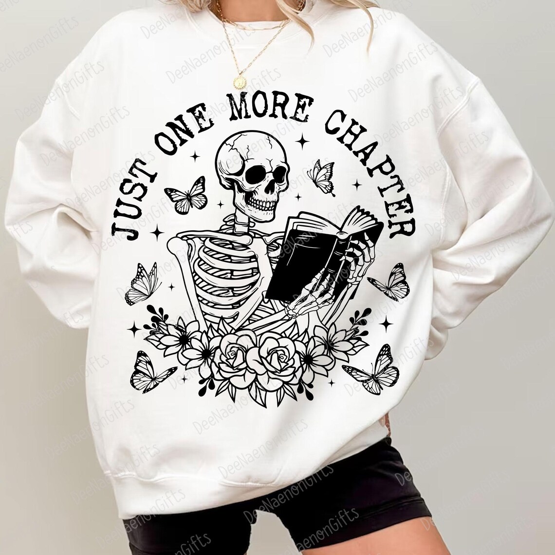 Just One More Chapter Skeleton Design Svg,book Lover Svg,read More ...