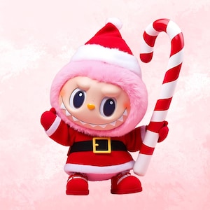 Christmas Labubu PNG Clipart Edition,color in Red Labubu Characters,svg ...