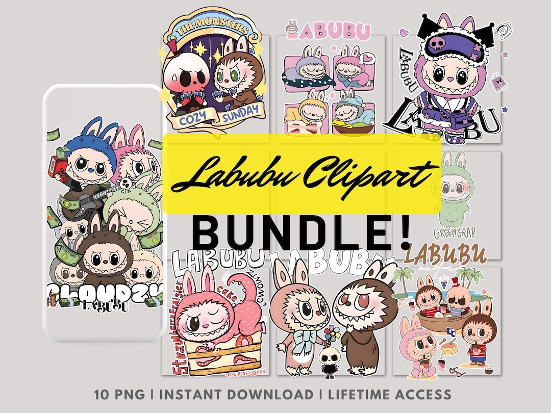 Funny Labubu Characters Clipart Bundle, Monsters Character, Colorful ...