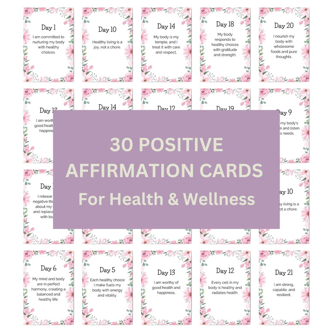 30 Positive Affirmation Cards for Health & Wellness Printable ...