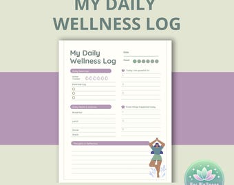 Daily Health Log Printable & Editable Health Tracker Digital Wellness ...