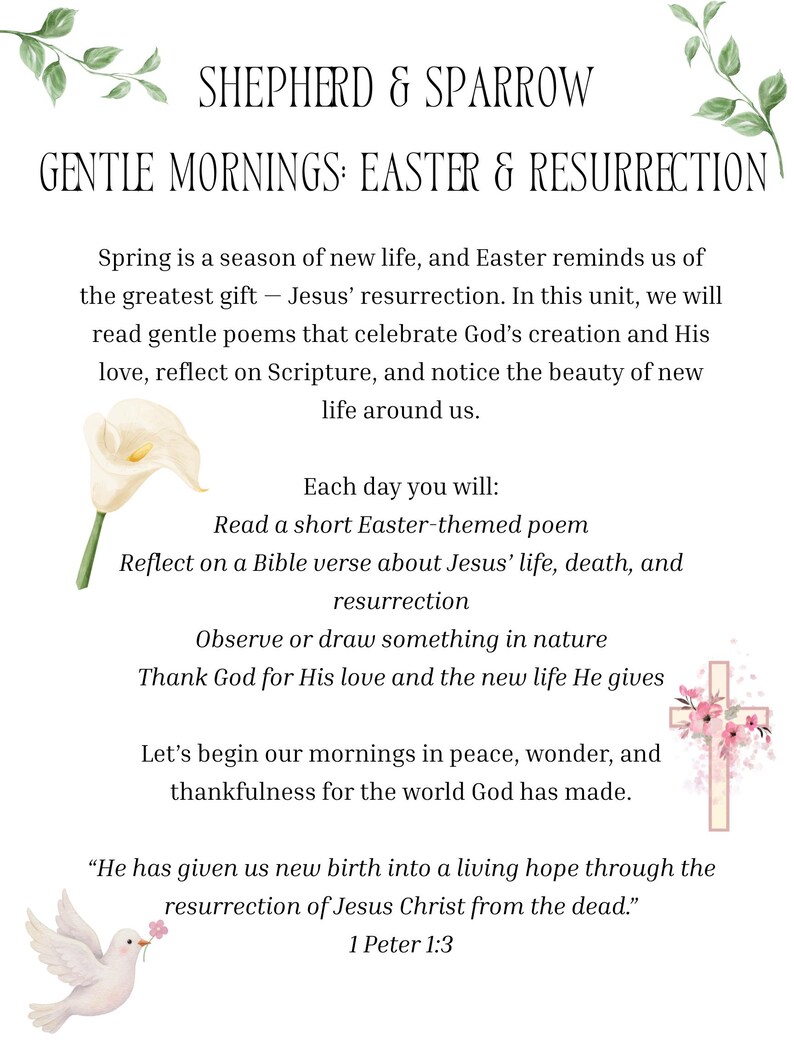 Easter Resurrection Homeschool Printable: Poems, Scripture, Nature ...
