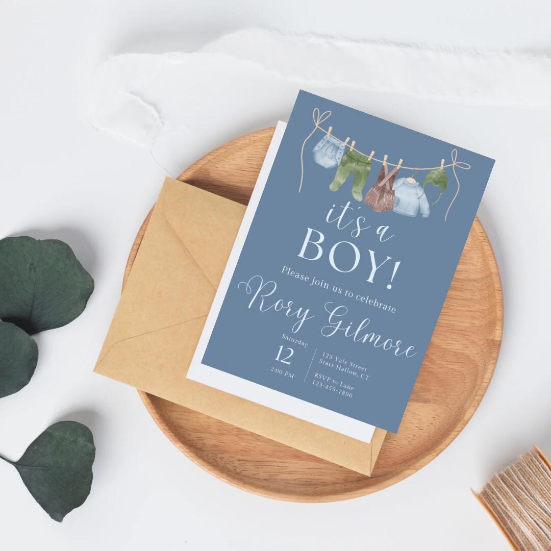 Elegant Blue Baby Boy Clothes Line Boho Southern Baby Boy Shower ...