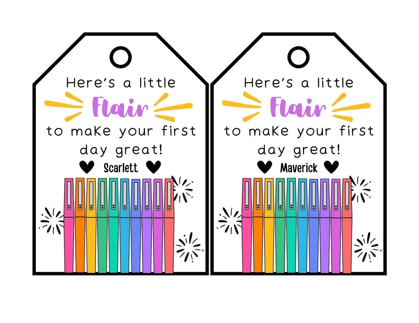 Flair Pen Gift Tag - Teacher Gift First Day of School - Here's a Little ...
