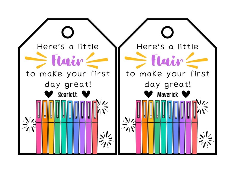 Flair Pen Gift Tag - Teacher Gift First Day of School - Here's a Little ...