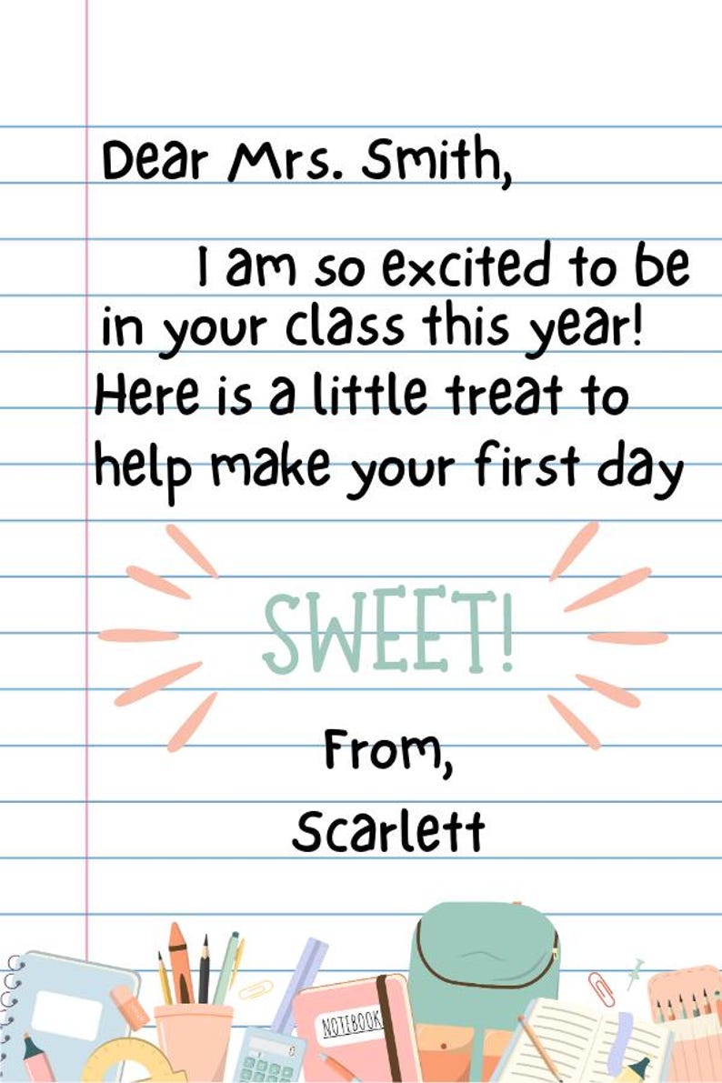 Back to School Teacher Gift Tag - Notebook Sweet Treat - Etsy