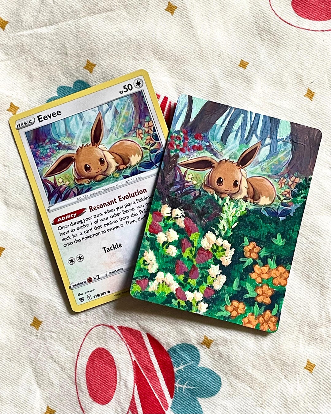 Eevee Hand Painted Pokemon Card - Etsy