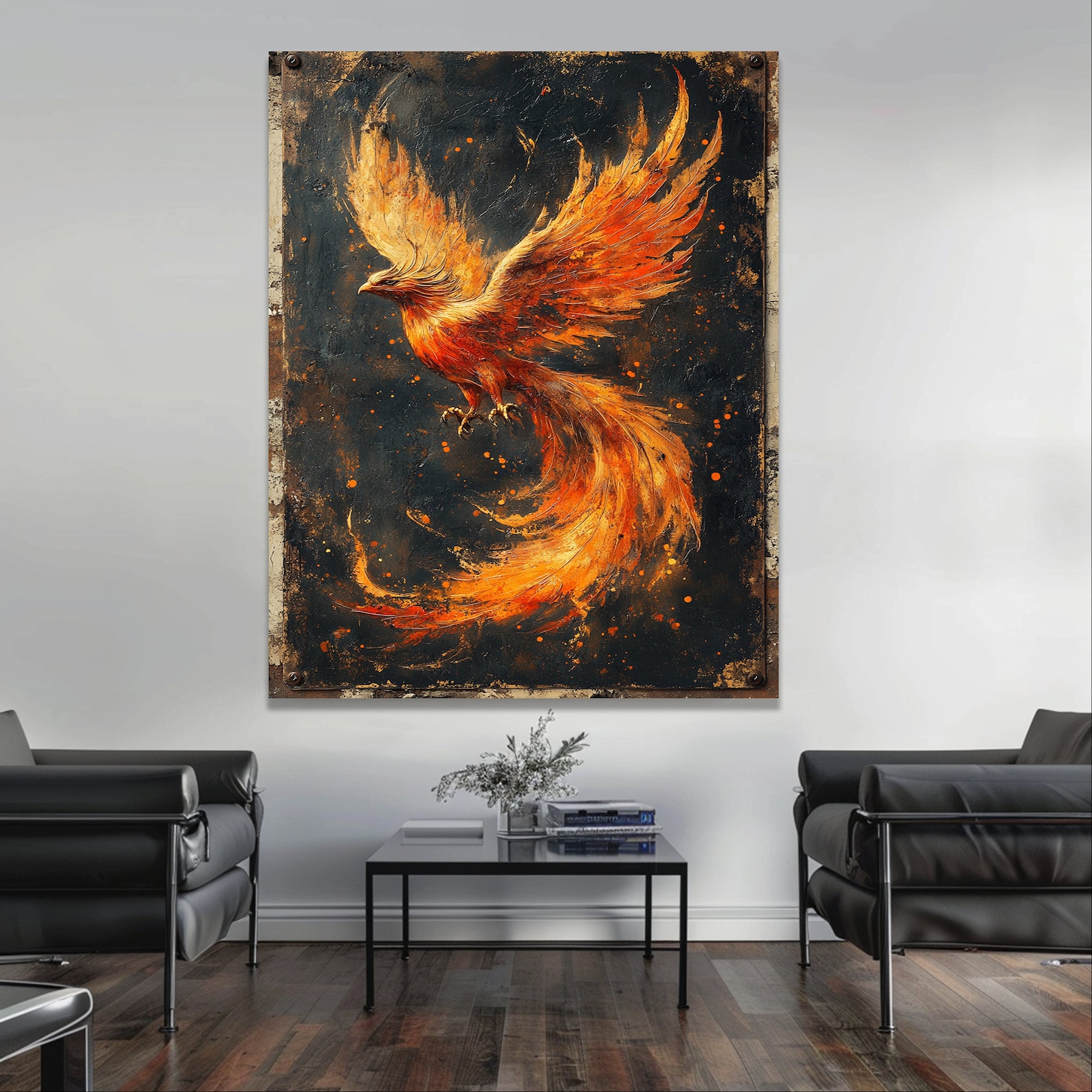 Phoenix Landscape Canvas Wall Decor Phoenix Bird Colorful Animal Art ...