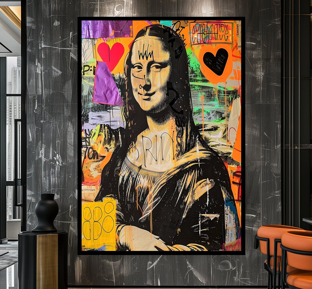 Mona Lisa Pop Art Canvas Painting Collage Art Canvas Framed Wall Art ...