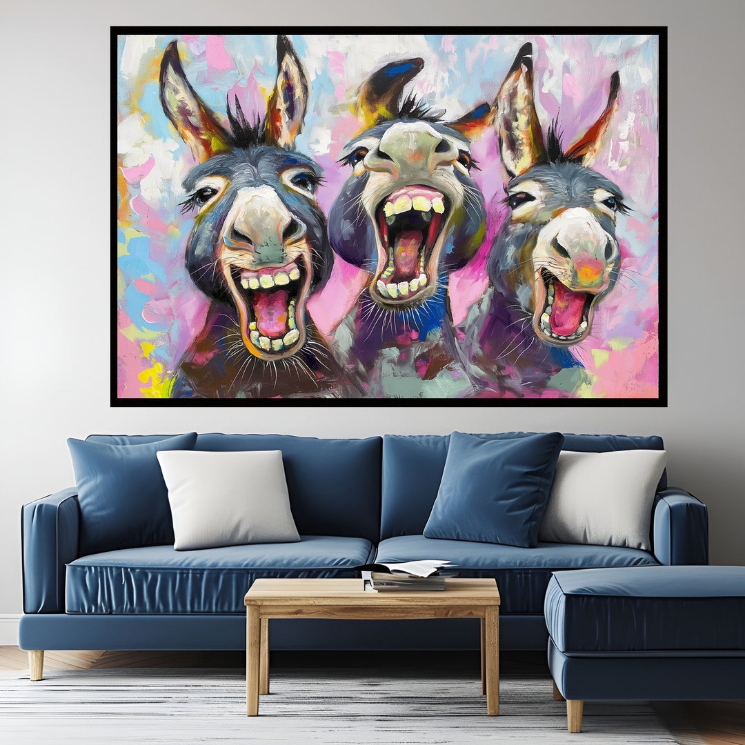 Funny Donkeys Decor Nursery Art Maximalist Decor Unique Wall Decor ...