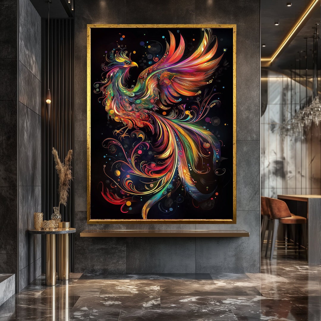 Phoenix Rising Phoenix Painting Mythological Art Canvas Wall Decor ...