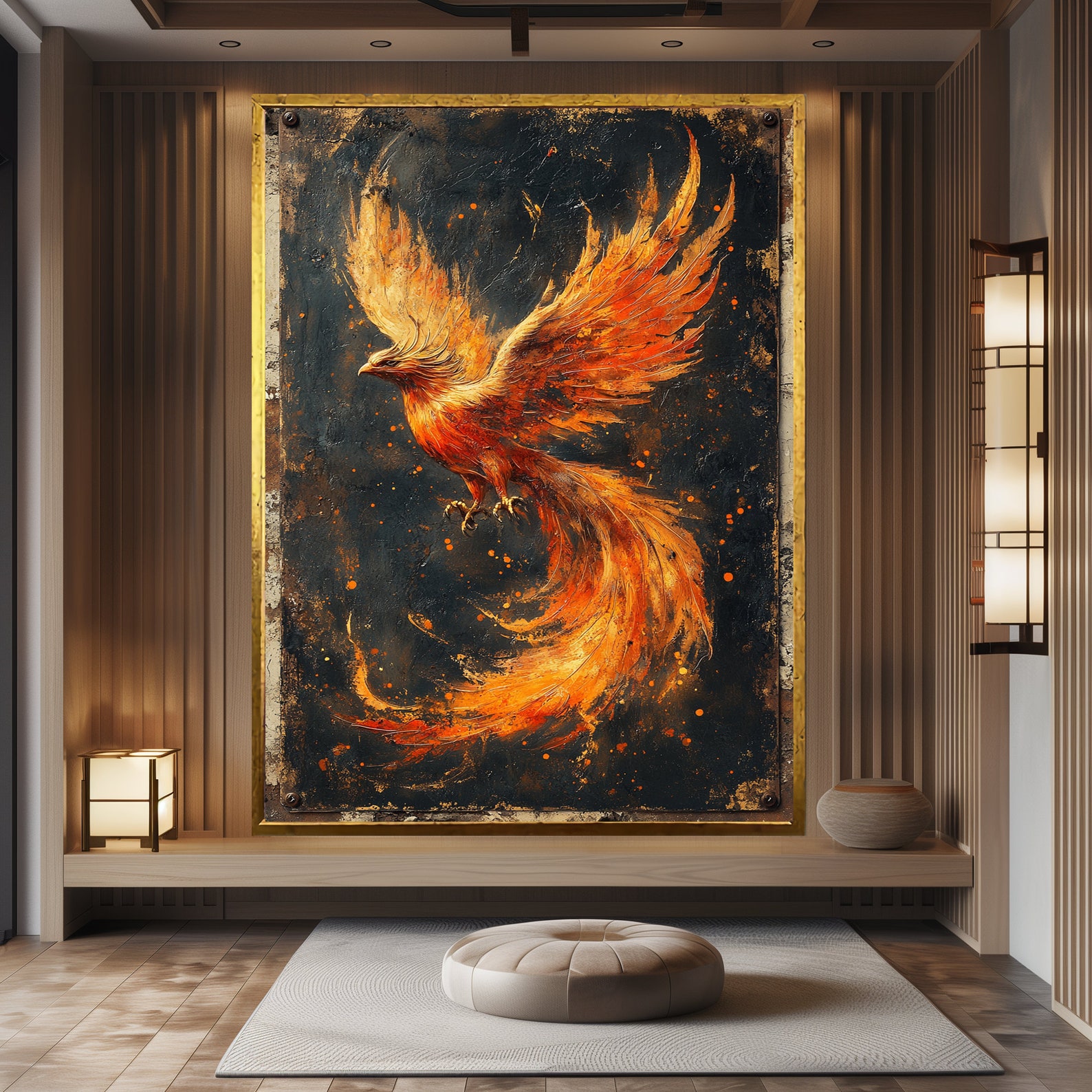 Phoenix Landscape Canvas Wall Decor Phoenix Bird Colorful Animal Art ...