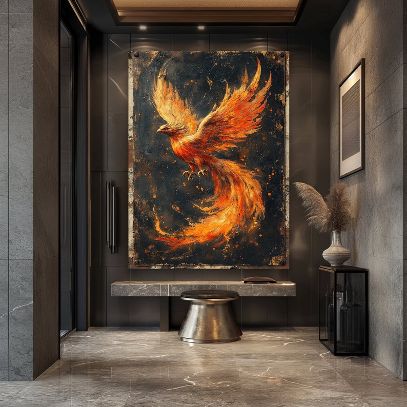 Phoenix Landscape Canvas Wall Decor Phoenix Bird Colorful Animal Art ...