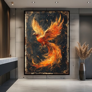 Phoenix Landscape Canvas Wall Decor Phoenix Bird Colorful Animal Art ...