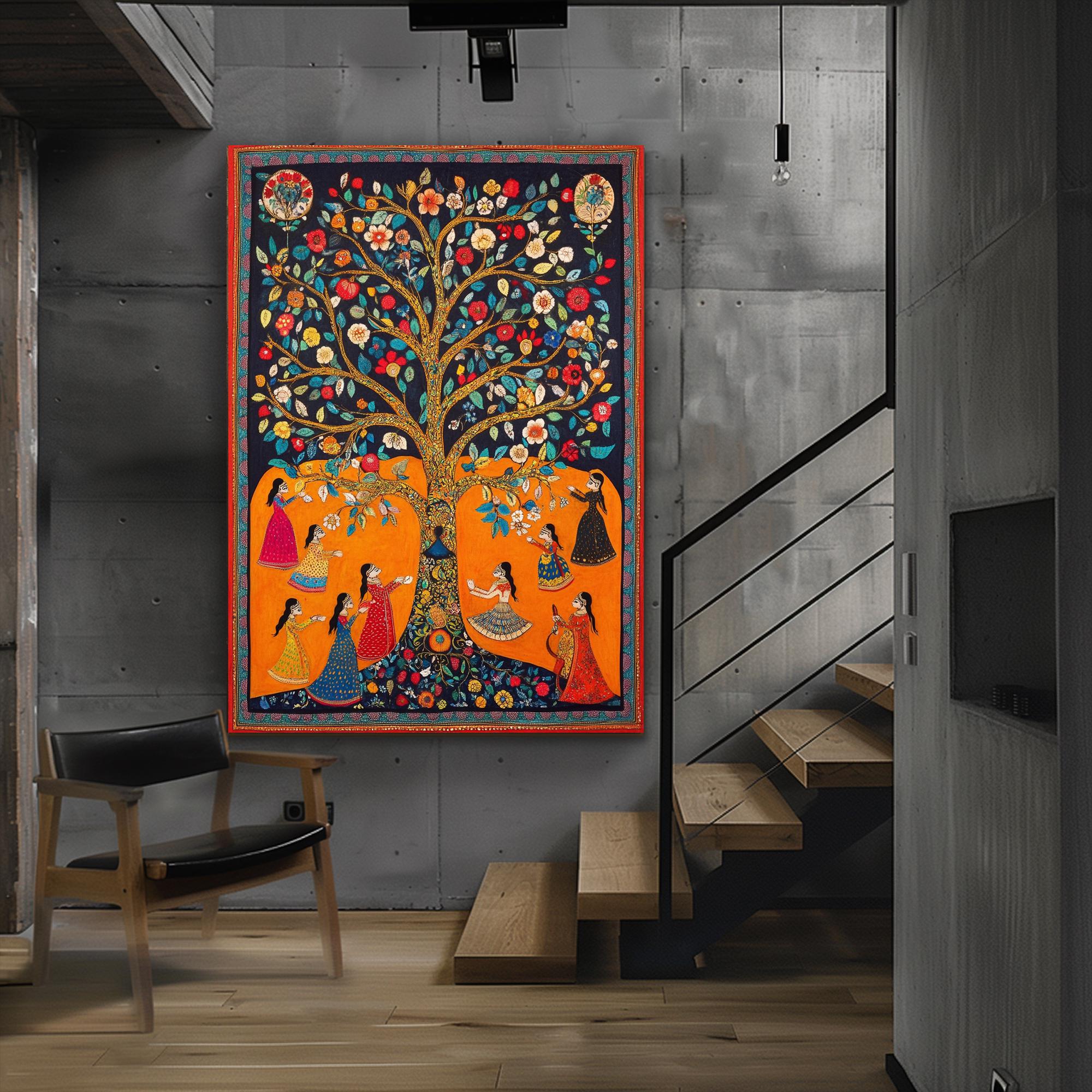 Tree Life Decor Indian Wall Decor Madhubani Painting Indian Statue ...