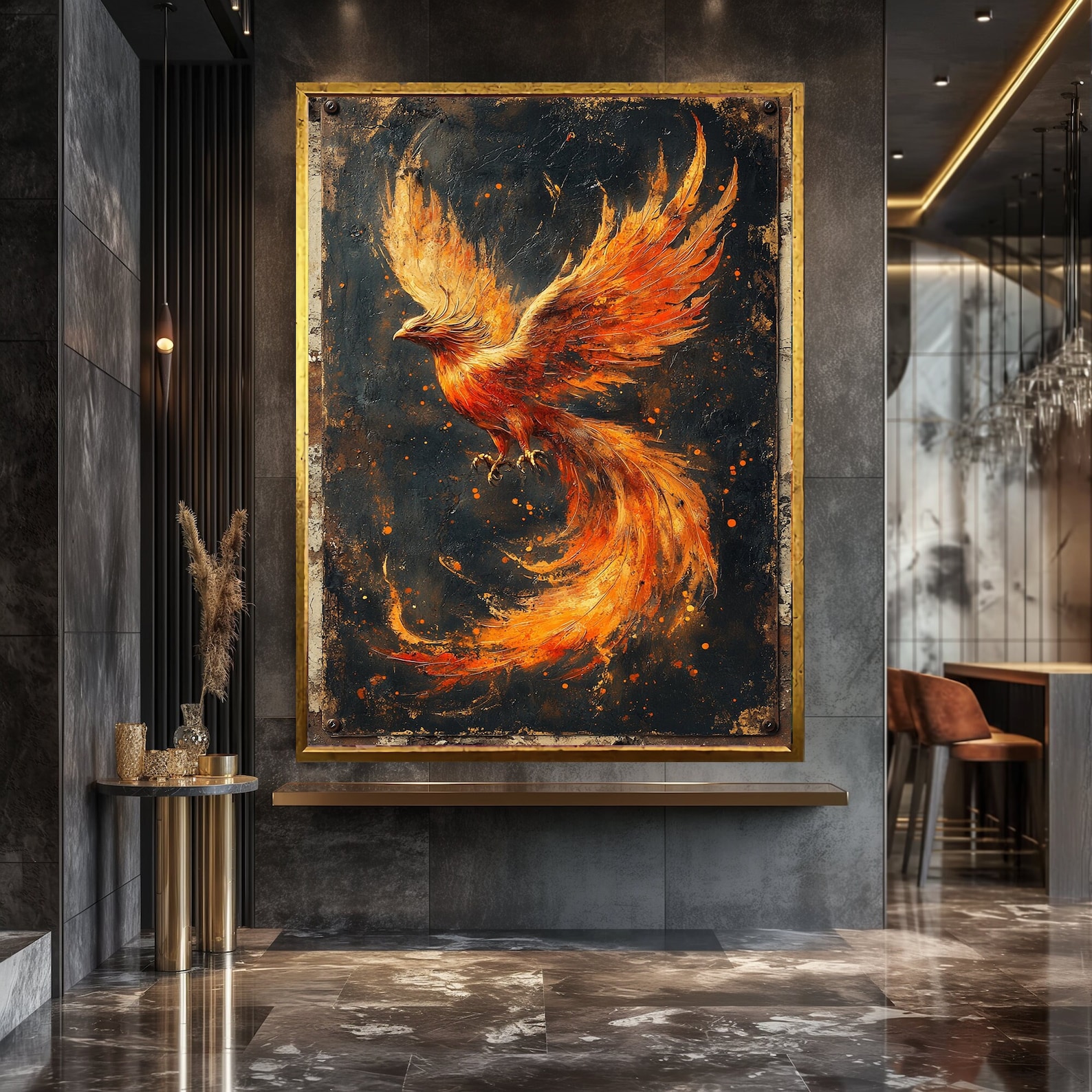 Phoenix Landscape Canvas Wall Decor Phoenix Bird Colorful Animal Art ...