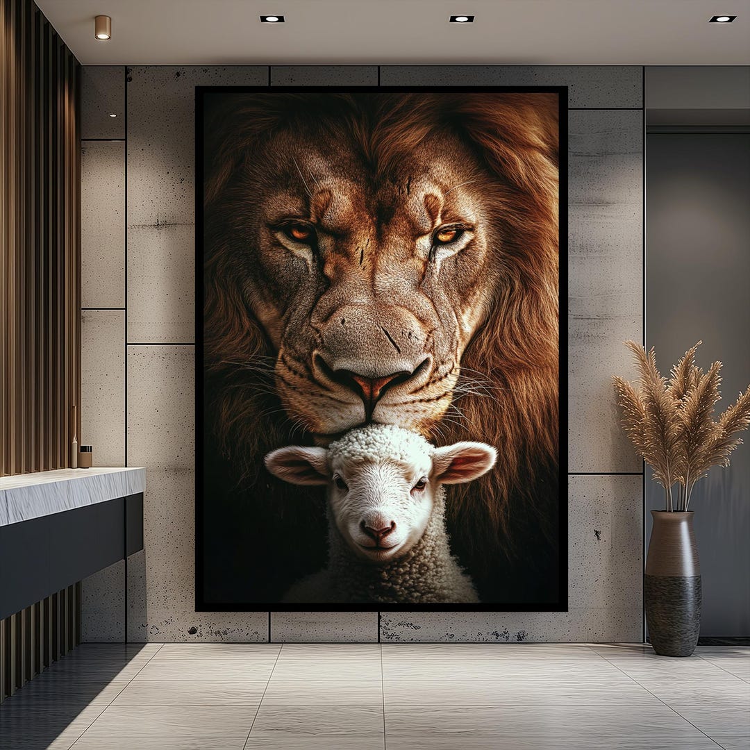Lion and Lamb Canvas Wall Art Print Power and Innocence Large Canvas ...
