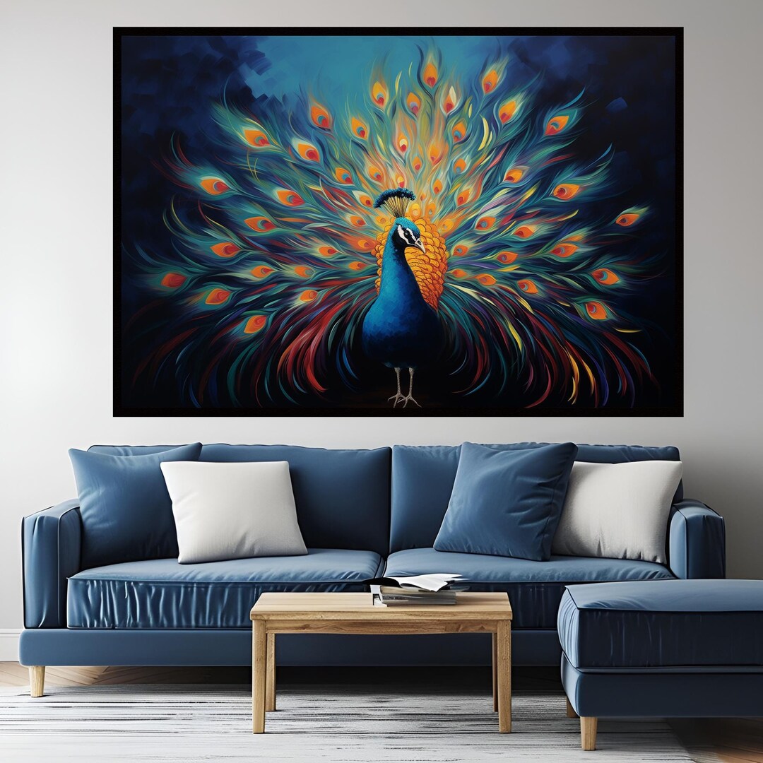 Peacock Gift Hindu God Decor Indian Wall Art Spiritual Wall Art ...