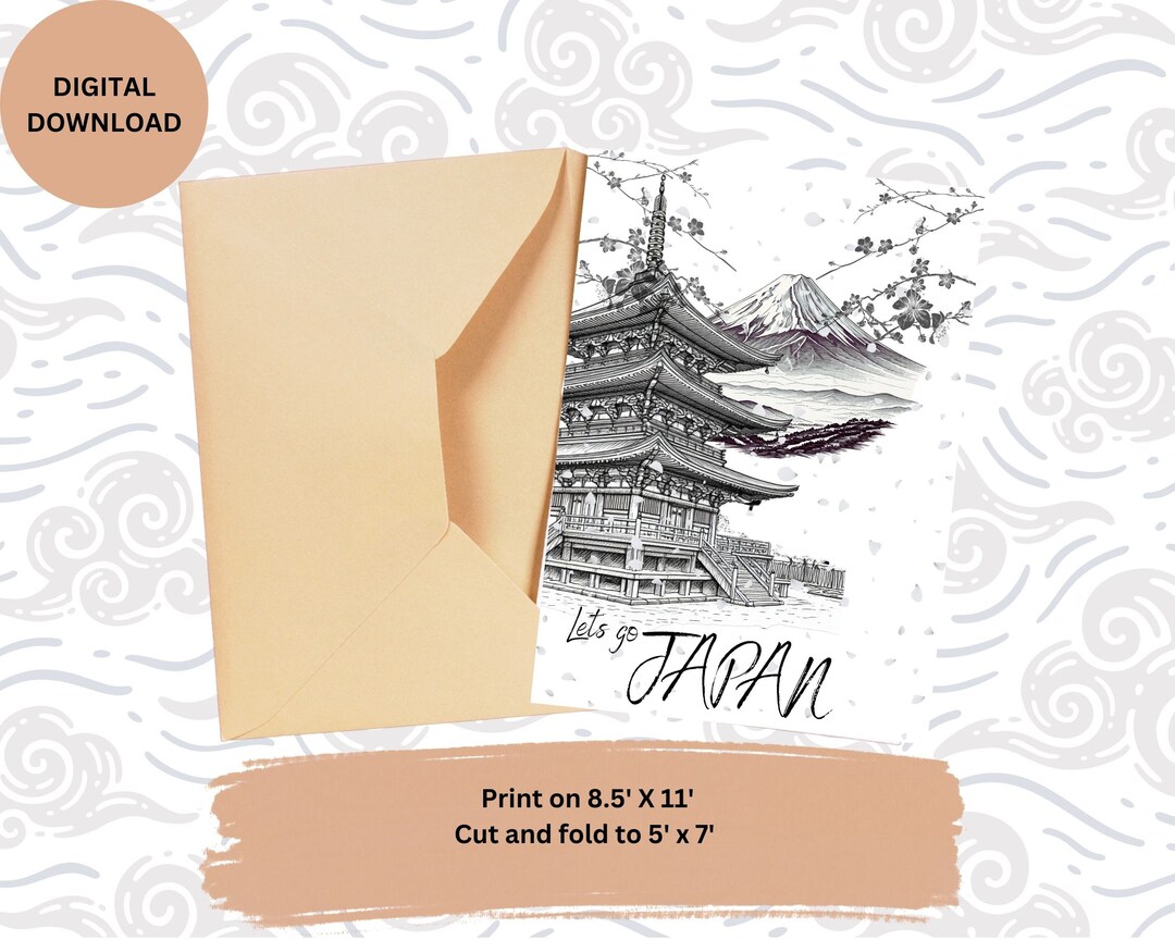 Instant Download Invitation to Travel Card Lets Go Japan Digital Card ...