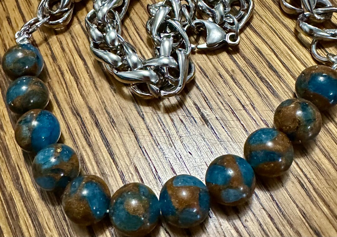 Men’s Blue Lake Superior Bead and Chain Necklace - Etsy
